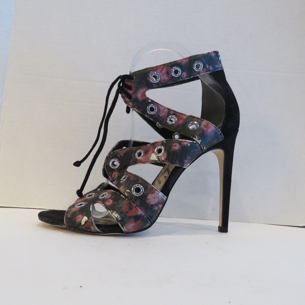Sam Edelman 8.5 Phoebe Floral Sexy Straps Grommet Bla… - Gem